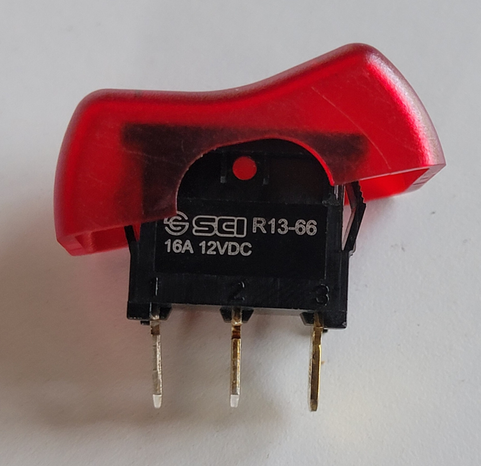 SCI R13-66 RED ILLUMINATED ROCKER SWITCH ON/OFF 16 AMP 3 TERMINAL RV ...
