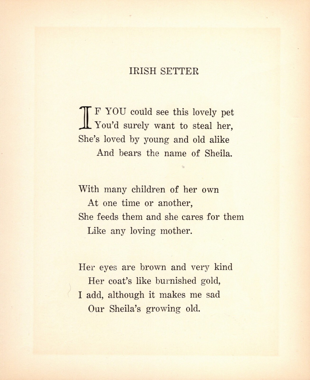 Vintage Irish Setter Poem Poetry Print 1930s Antique Irish Setter Print ...