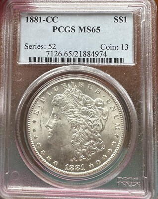 1881-CC American Silver Morgan Dollar Coin PCGS MS65 Series: 52 Coin ...