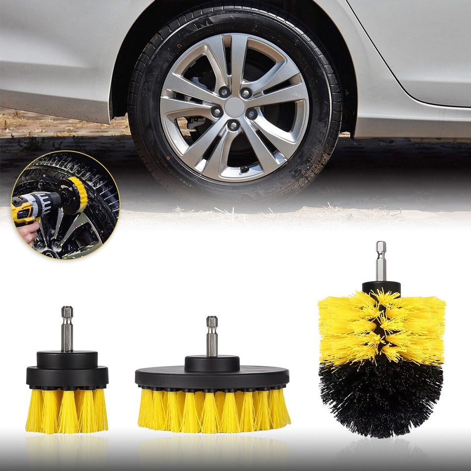 3Pcs Car Wheel Tire Scrub Cleaning Brush Kit Auto Washing Cleaner Tool ...