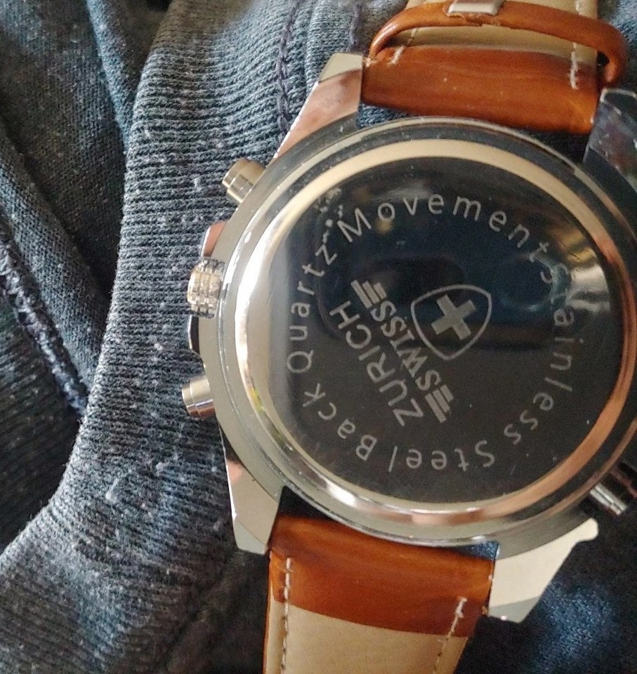 Watch Swiss Zurich Quartz Stainless Back Roman Num Busines Casu Leather ...