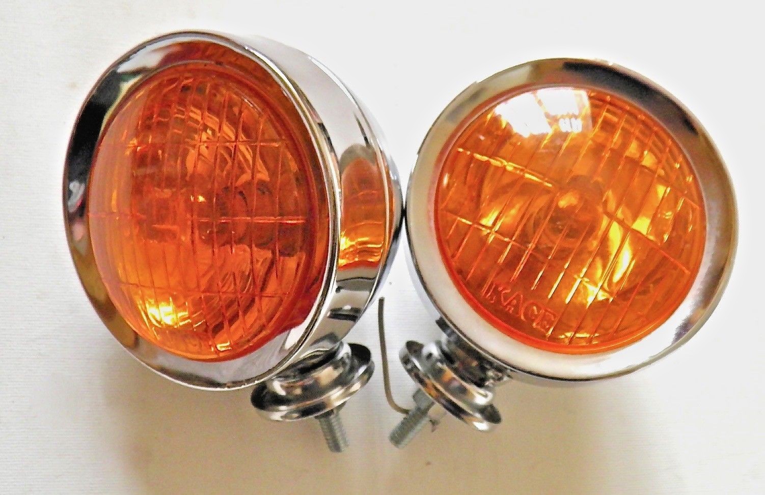LAMBRETTA VESPA 2 4" AMBER/ORANGE 12v SPOT LIGHT CHROMED METAL CASE ...