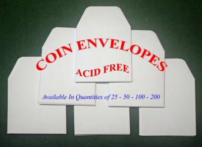 Coin Storage Envelopes Acid Free White Paper 50mm X 50mm x 25 - 50 ...