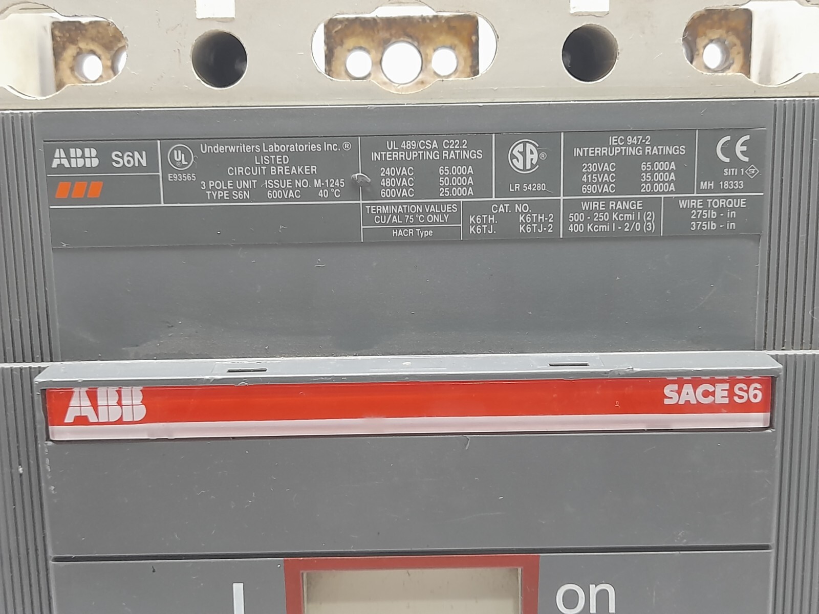 ABB SACE S6 S6N Circuit Breaker 600A 3P 600VAC | eBay