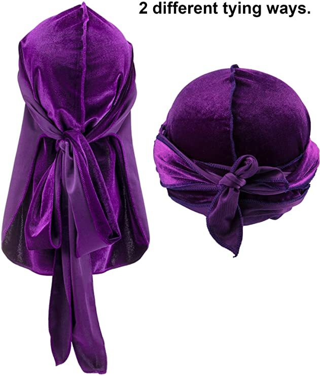 Men's Velvet Durag with Long Tail Soft Durag Headwraps for 360 Waves | eBay