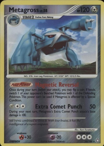 Metagross Reverse Holo Pokemon Card 10/146 Legends Awakened Set NEAR ...
