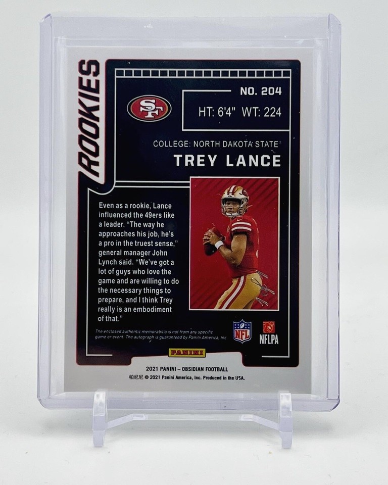 2021 Obsidian Trey Lance SHIELD RC RPA Rookie Patch Auto 1/1! | eBay