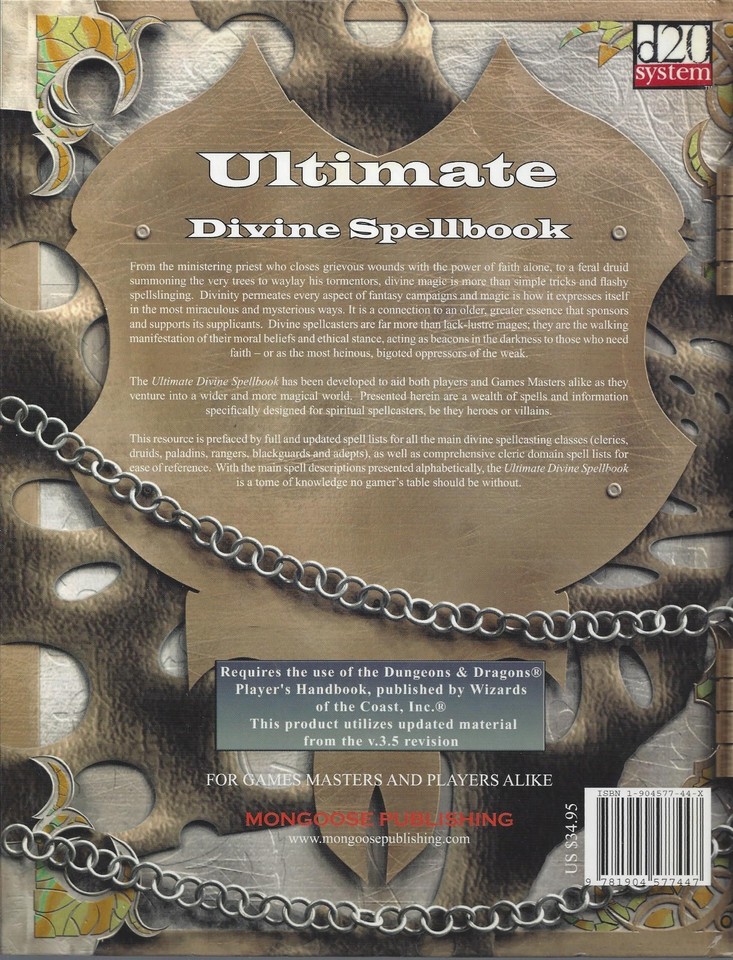 Ultimate Divine Spellbook HC Dungeons & Dragons RPG D20 D&D NM OOP 3.0 ...