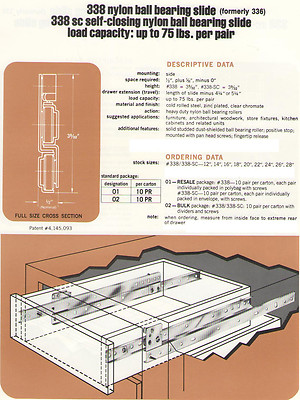 GRANT #338SC-24"-01 STEEL DRAWER SLIDES,SELF-CLOSING, ZINC-PLATED ...