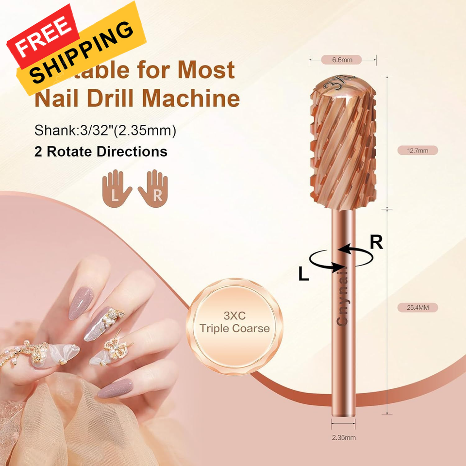 3/32" Large Barrel Smooth Round Top Tungsten Carbide Nail 3XC, Rose ...
