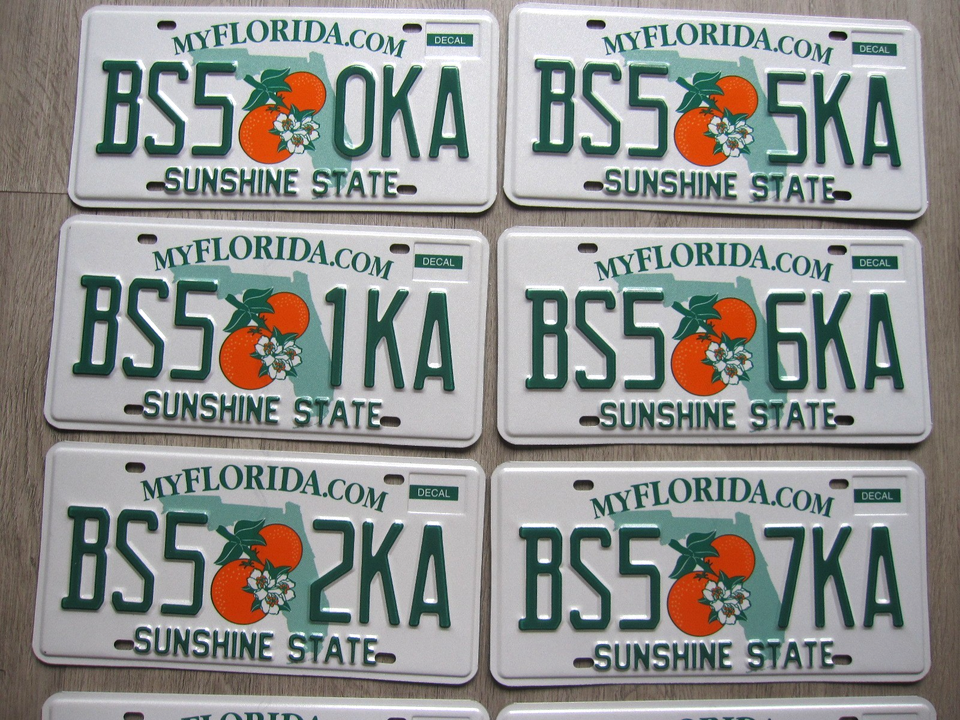 10 Florida License Plate ten plates mint tag lot | eBay