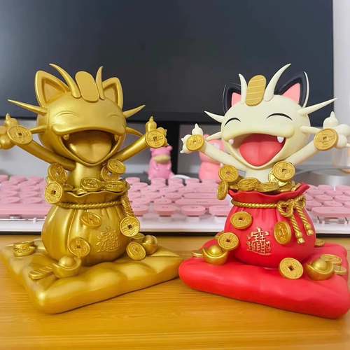 Meowth Wealth Pokemon Figure Statue Anime Gold Red Team Rocket Gift ...