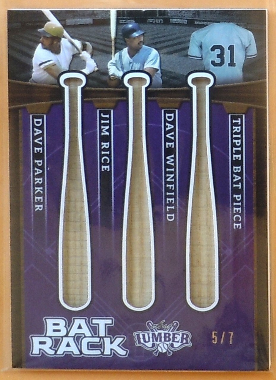 Dave Parker-Jim Rice-Dave Winfield 2024 Leaf Bat Rack PURPLE #5/7-Game ...