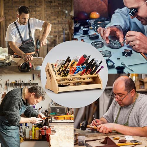 Bamboo Screwdriver Organizer Rack Tools Desktop Hand Tool Stand And ...