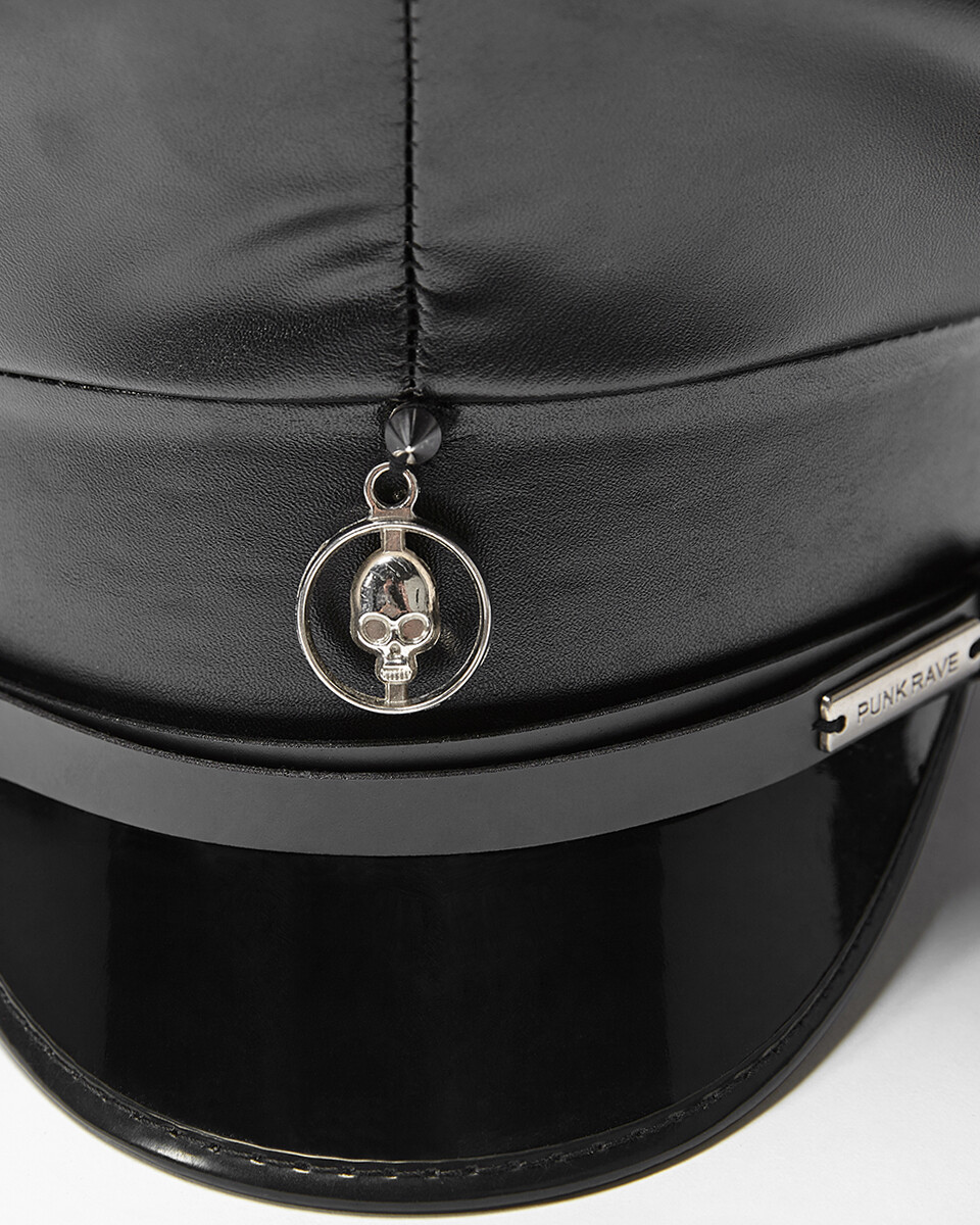 Punk Rave Mens Steampunk Army Cap Gothic Military Hat Black Faux ...