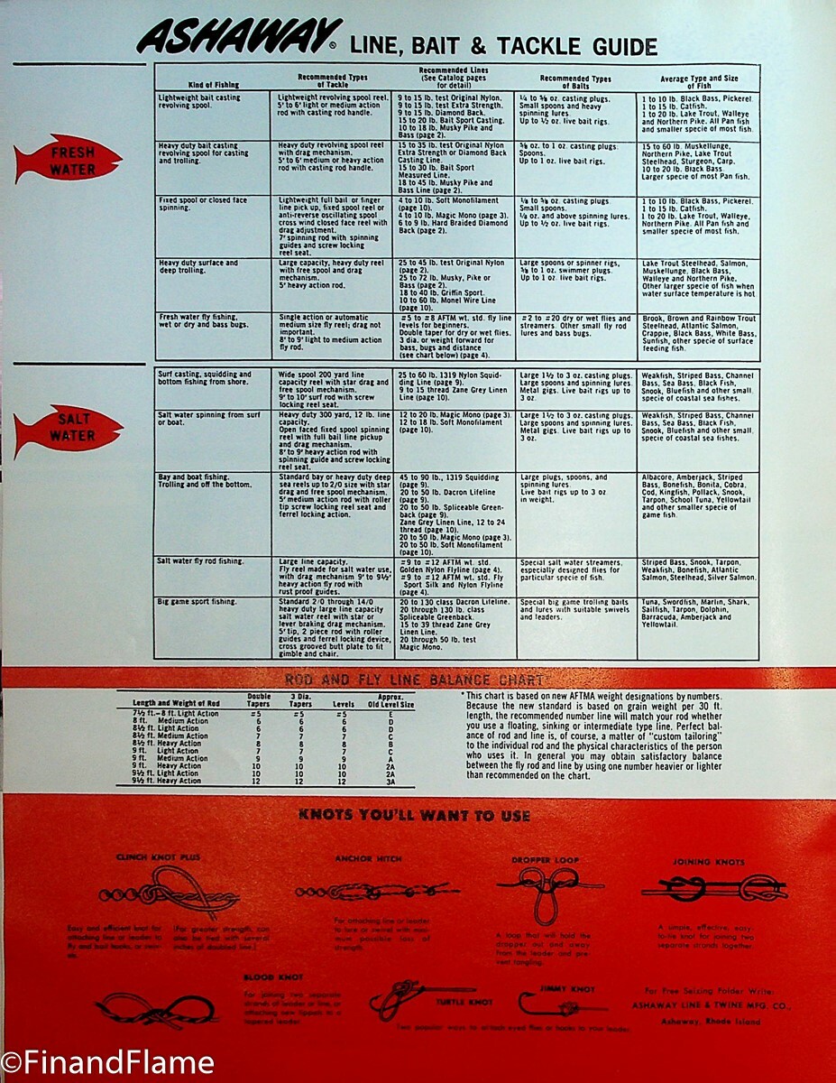 Scarce Vintage 1966 Ashaway Antique Fishing Line Catalog 12 Pages ...