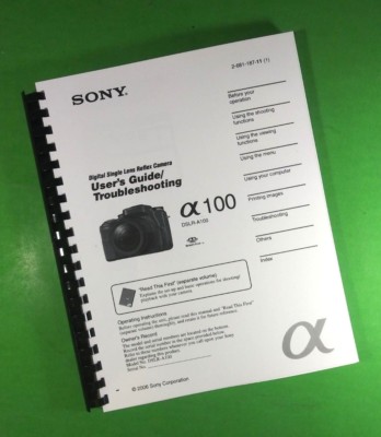 Owners Manual for Sony DSLR A100 Camera 159 Pages W/Clear Covers! | eBay