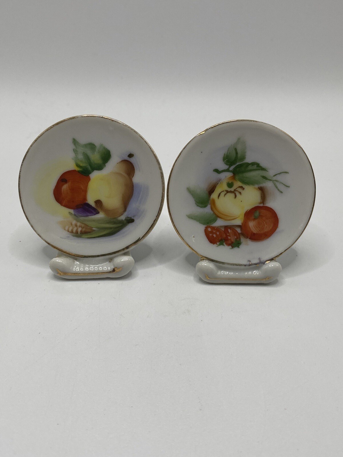 Vintage miniature hand painted plate with its own stand. Lot Of 2 | eBay