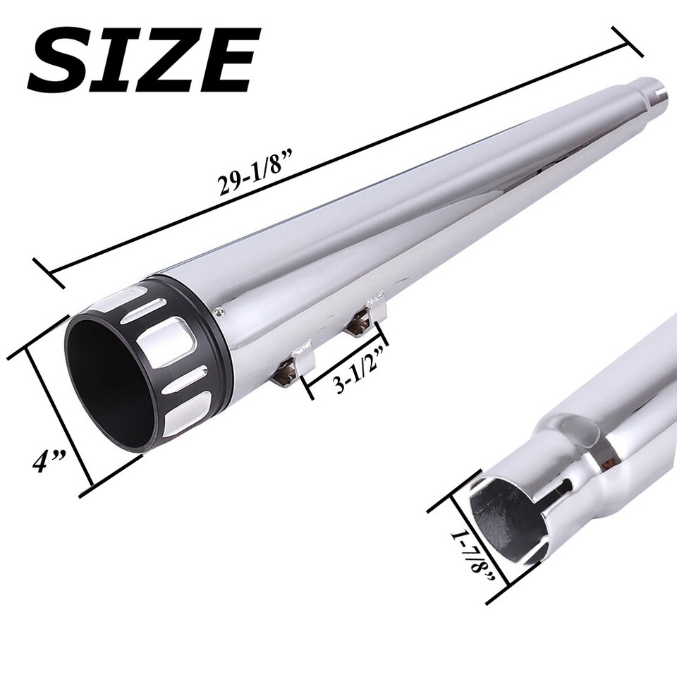 Slip On Mufflers 4" Megaphone Dual Exhaust Pipes For Harley Touring ...