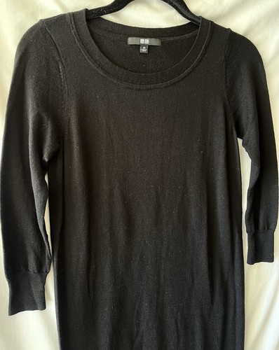 UNIQLO, 100% Wool Woolmark, Black Sweater Sheath Dress, Women's XS ...