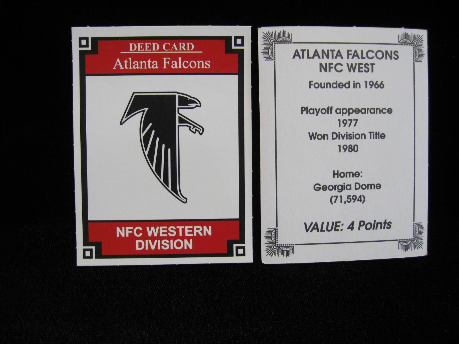 1994 Atlanta Falcons "Red" Logo Deed Card NFL-Opoly Game | eBay