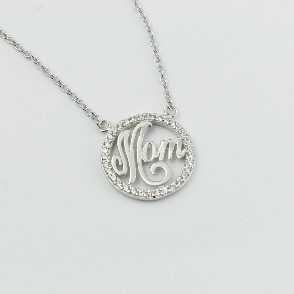 Mother day Gift 925 Sterling Silver Cubic Zircon Love Mom Heart ...