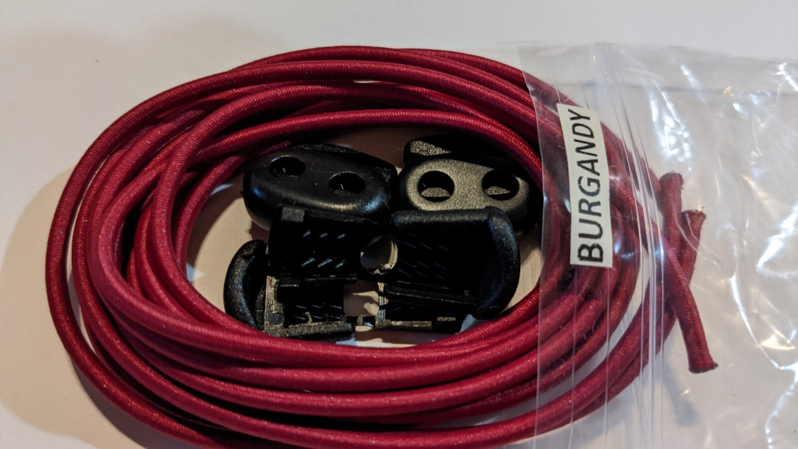 No Tie BURGUNDY Elastic Shoelace Lock Laces Shoe Strings Locking Toggle ...