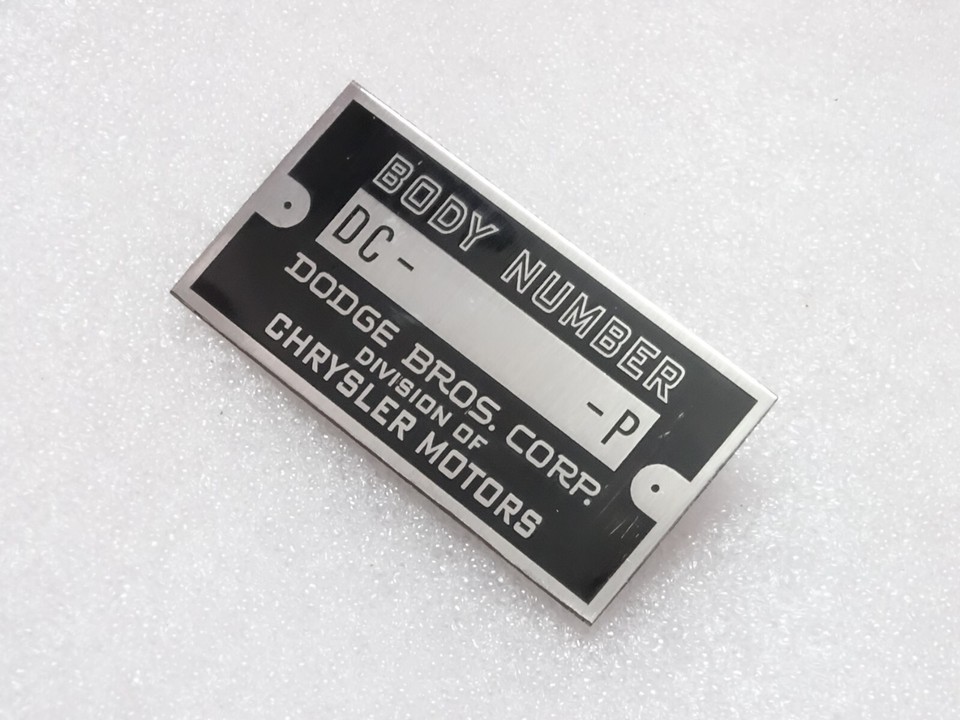 Dodge Brothers Chrysler Motors Data Plate #21A23 | eBay