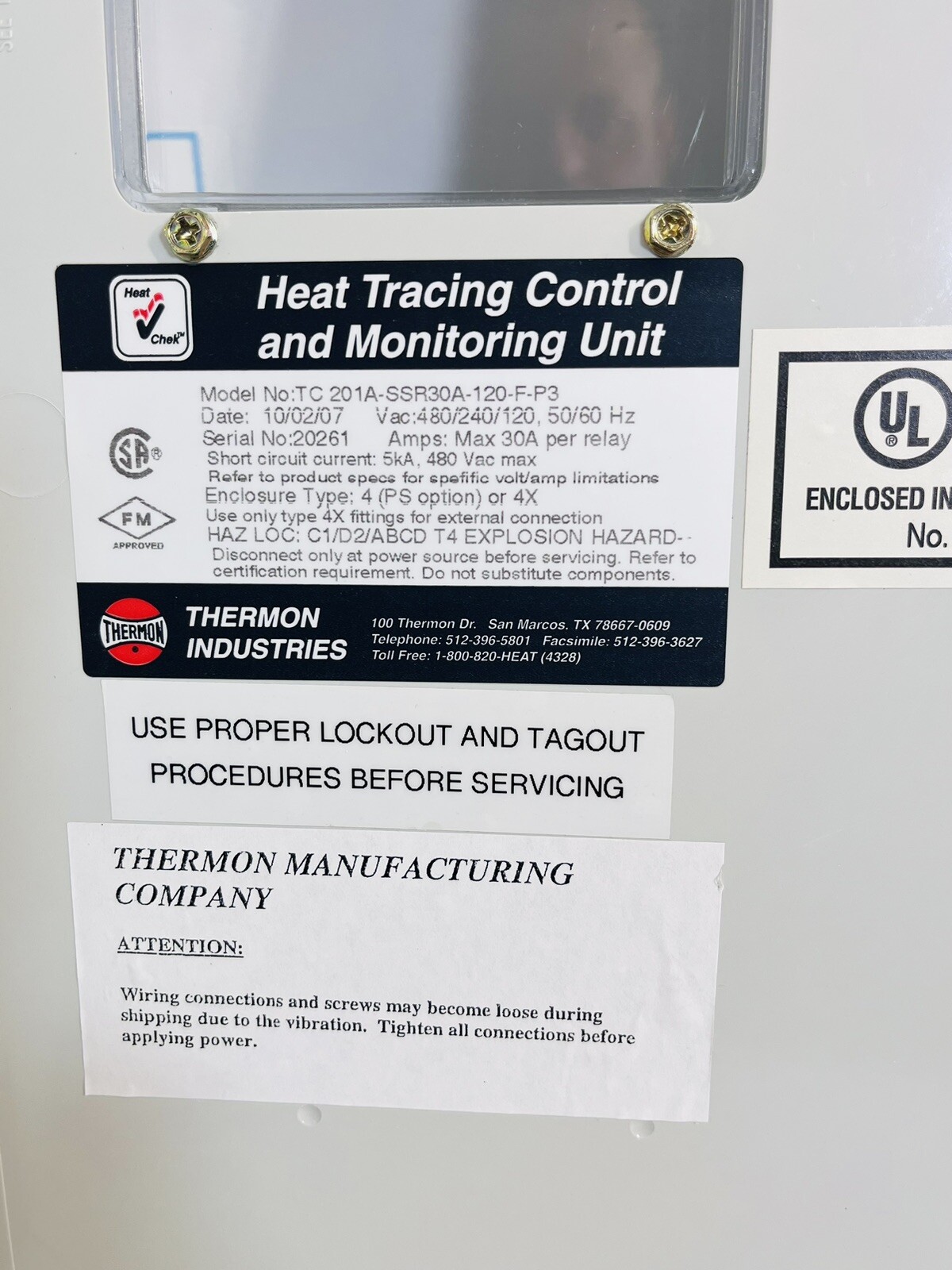 Thermon Model No:TC 201A-SSR30A-120-F-P3 Heat Tracing Control And ...