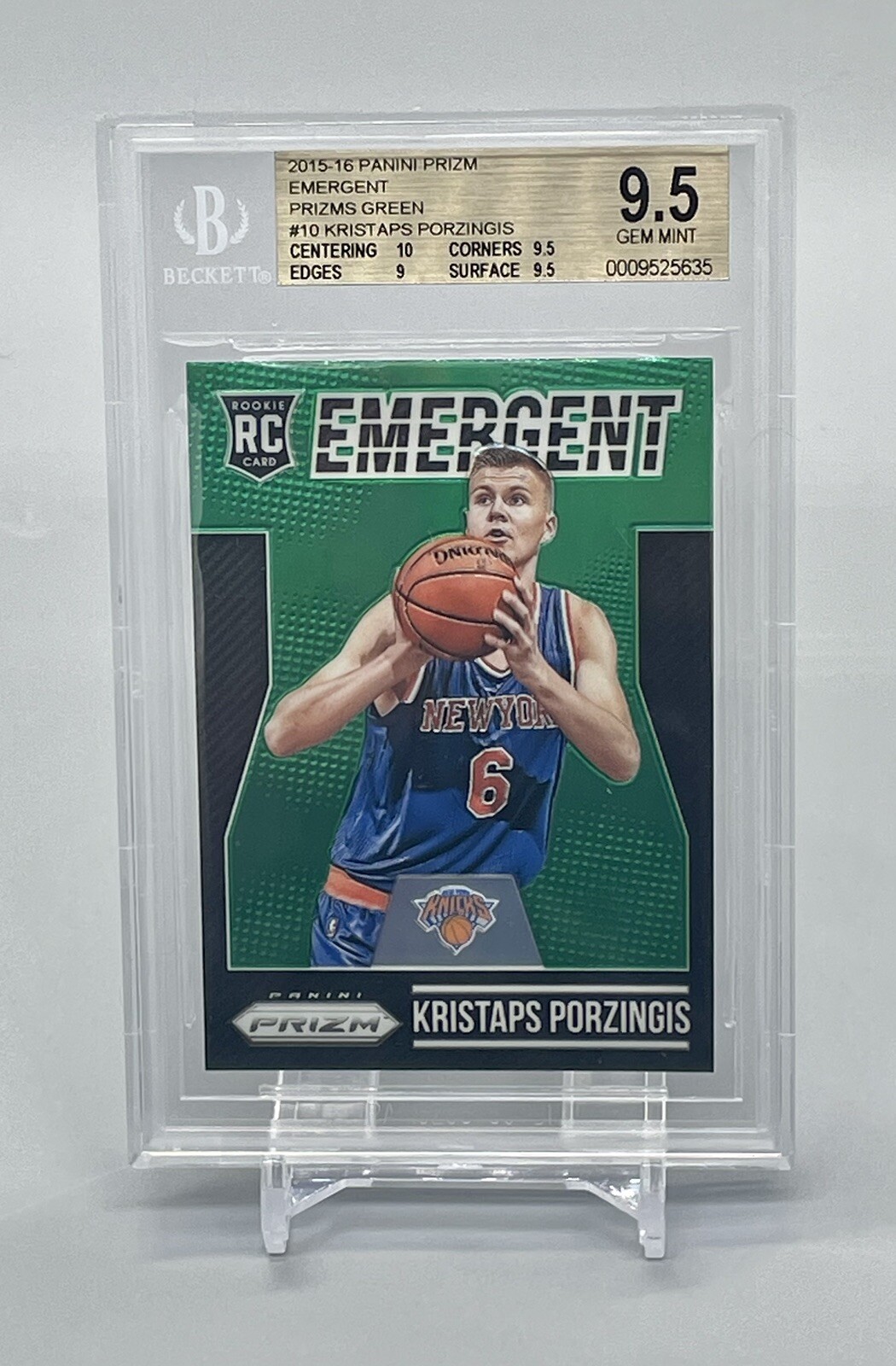️2015 Prizm Emergent GREEN Kristaps Porzingis Rookie RC GEM MINT 9.5 ...