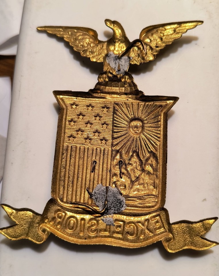 Original Civil War New York State 69th Excelsior Helmet Hat Badge 13 ...