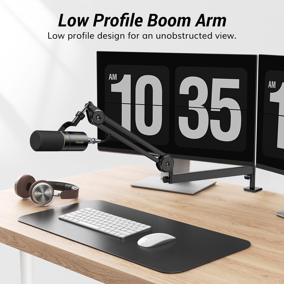 Microphone Boom Arm, Low Profile Mic Arm, Fully Adjustable Mic Stand ...