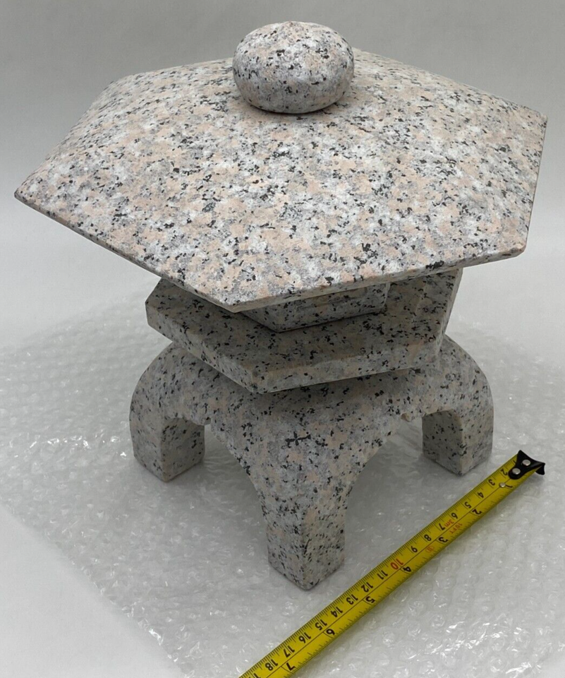 Pink Gray Stone Lantern Tourou Miniature Granite Japanese Garden ...