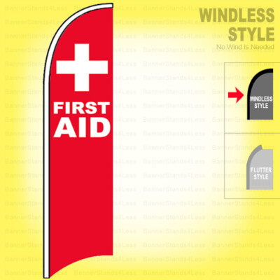FIRST AID - Windless Swooper Flag 2.5x11.5 ft Feather Banner Sign rb | eBay