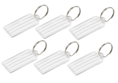 6 ~ HILLMAN Metal Silver Clear Labeling/ID Key Ring For Luggage ...
