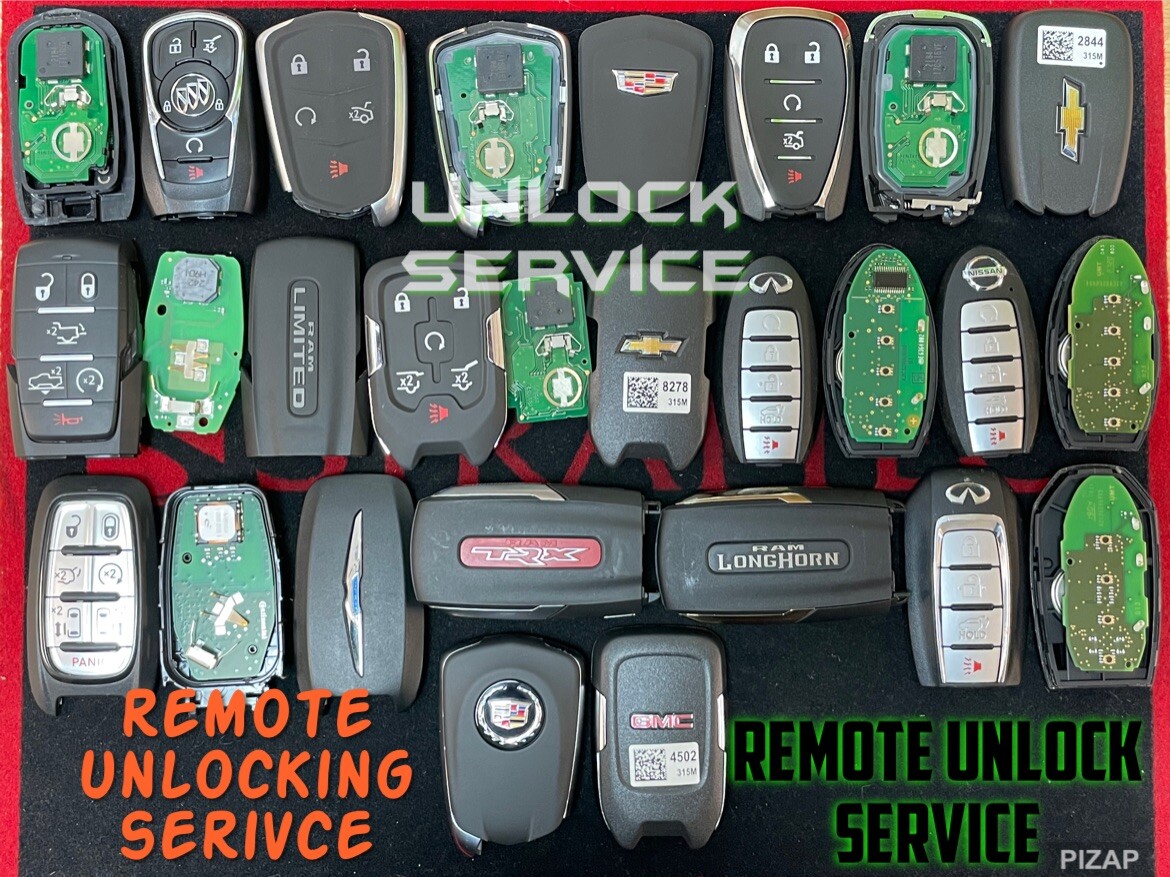 Remote unlock service Ram Cadillac Chevrolet Nissan GM Car keys fobs ...