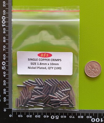100 DFS COPPER FISHING CRIMPS, SINGLE, 1.8mm x 10mm, fishing tackle ...
