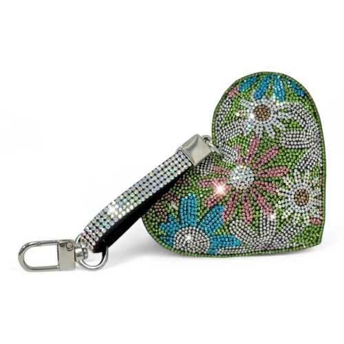Jacqueline Kent Flower Power Crystal Heart Purse Charm Keychain | eBay
