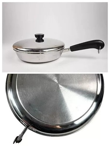 Revere Ware Cookware 9" Skillet Disc Bottom Stainless Frying Pan Sauté ...