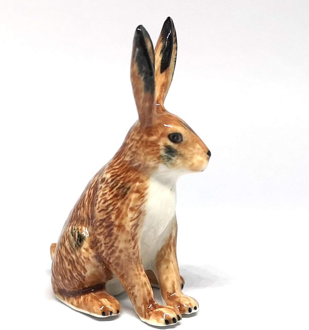 Ceramic Wild Brown Rabbit Figurine Hand Painted Bunny Hare Decor ...