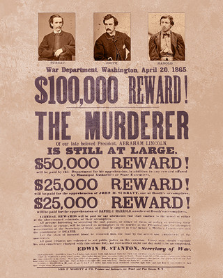 JOHN WILKES BOOTH Wanted Poster Authentic 1865 Lincoln Assassination ...