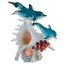 Blue Dolphins & Clown Fish Swimming Over LED Conch Shell Figurine ...