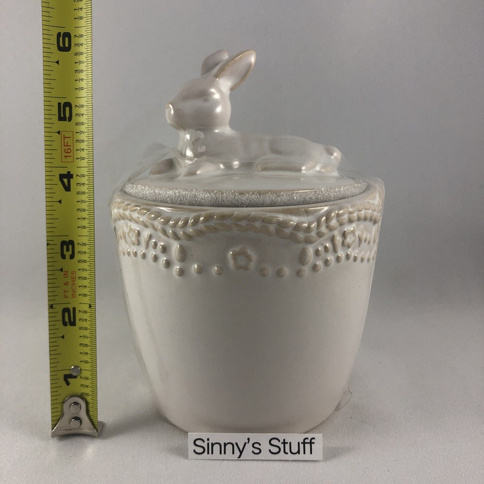 Threshold Easter Bunny Rabbit Canister White Ceramic Bath Kitchen Candy ...