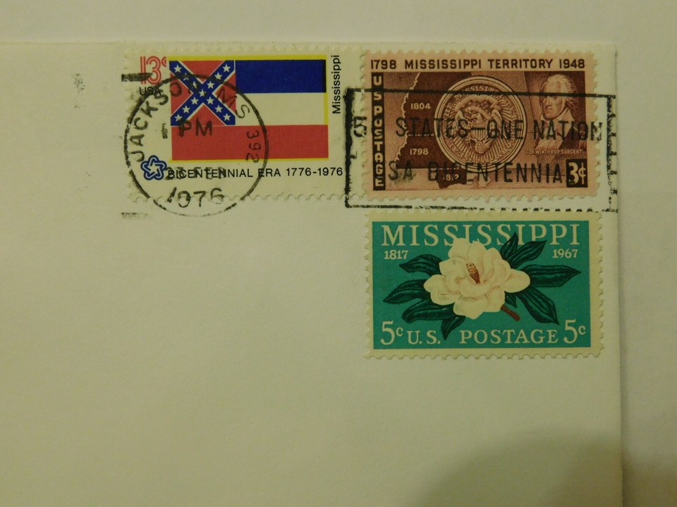 FIRST DAY ISSUE STAMP MISSISSIPPI STATE 1976 BICENTENNIAL 3 STAMP | eBay