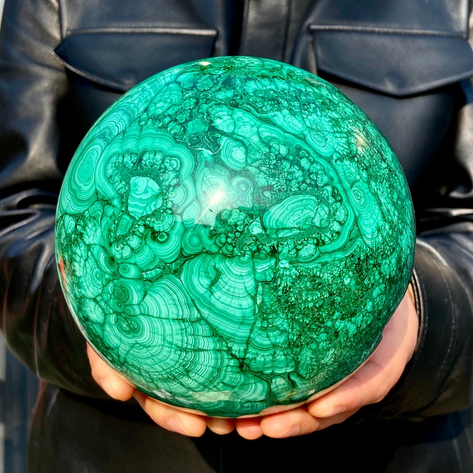 8.9LB Top Natural Malachite Quartz Sphere Large Crystal Ball Reiki ...