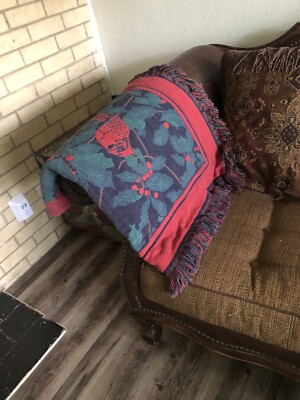 Bob Timberlake Cardinal Birds Throw Blanket Cotton VNT 50x67 “ Fringes ...