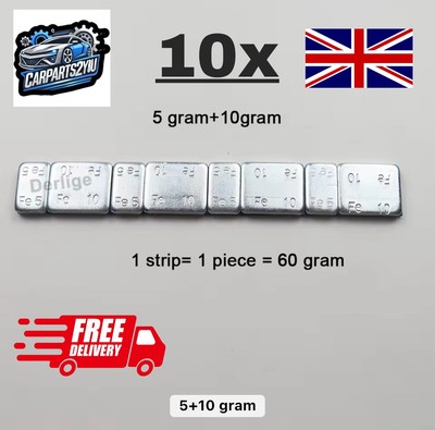 10 X Self Adhesive Alloy Wheel Balance Weights Stick 60g for Car ...