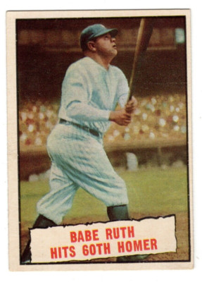 1961 Topps Babe Ruth Baseball Thrills:Babe Hits 60th Homer #401 / HOF ...