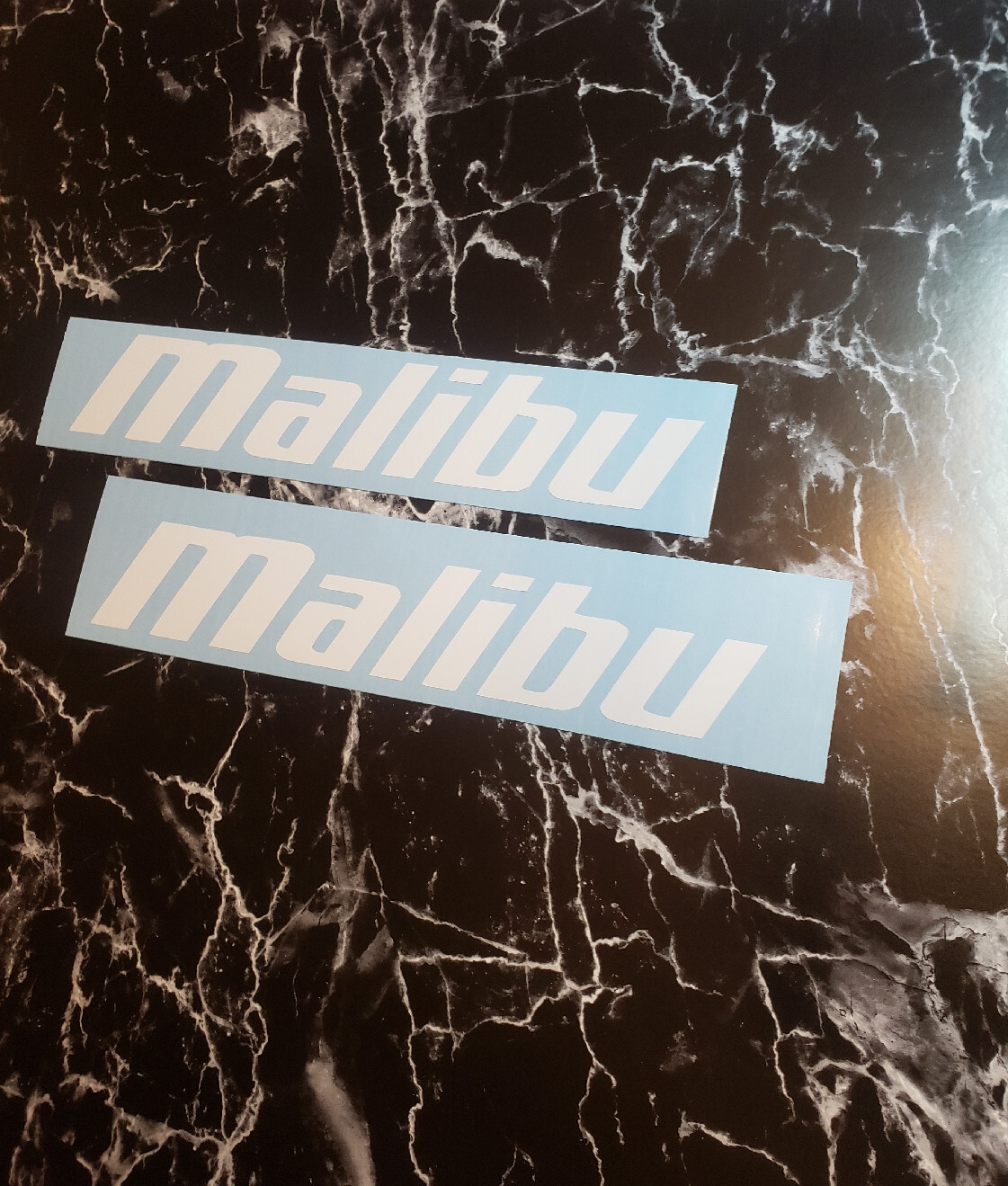 malibu Boat Yacht Decals WHITE STICKERS (2) Vinyl DIE CUT New 36” USA ...