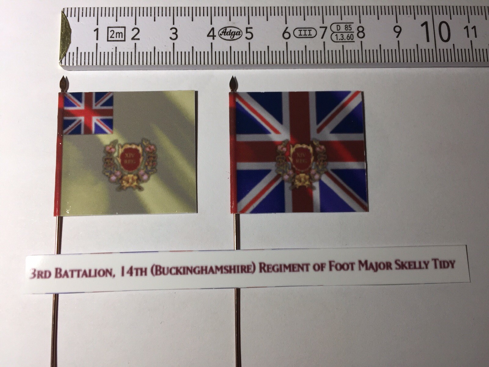 561) 2x 25/28mm British Napoleonic Flags 14th Buckinghamshire Infantry ...